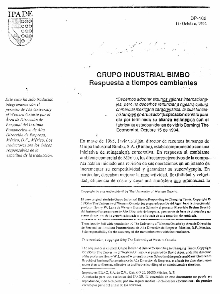 Caso Grupo Indistrial Bimbo | PDF