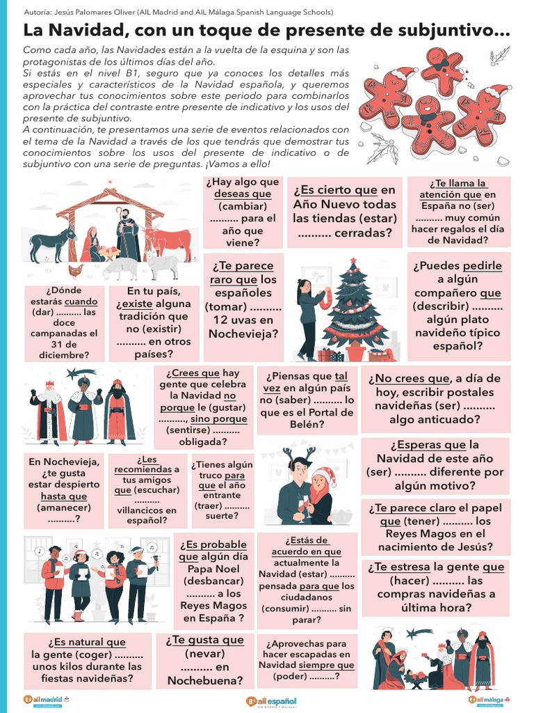 Actividad Espanol Navidad Presente Indicativo Subjuntivo | PDF ...