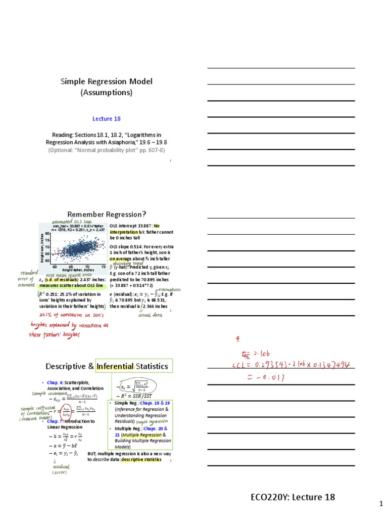 Simple Regression Model (Assumptions) | PDF