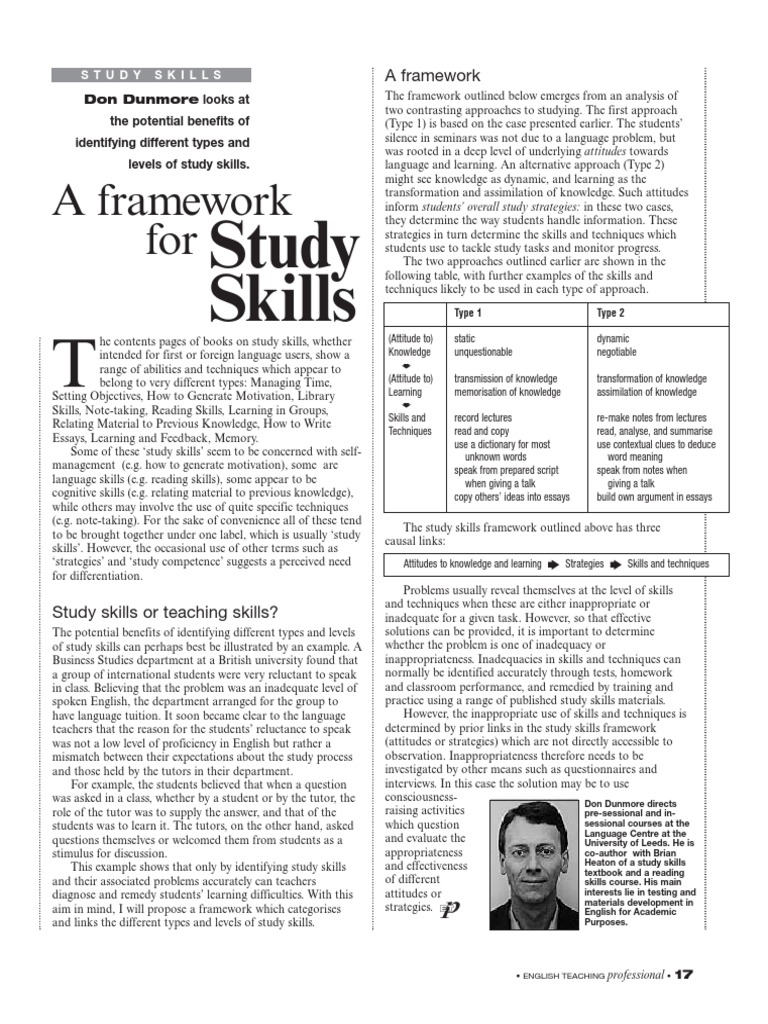 Identifying Different Types And Levels Of Study Skills Pdf