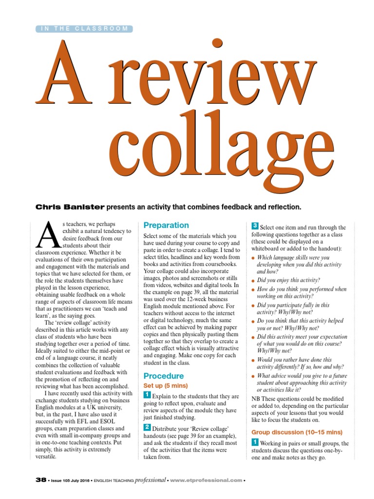 An Activity That Combines Feedback and Reflection | PDF | English As A ...
