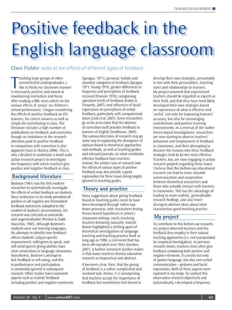 Effects of Different Types of Feedback | Download Free PDF | Motivation | Motivational