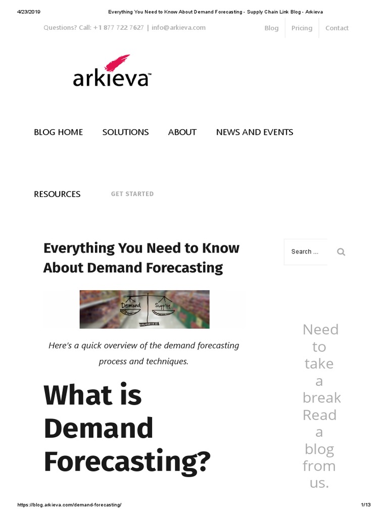 Arkieva Everything You Need To Know About Demand Forecasting Pdf