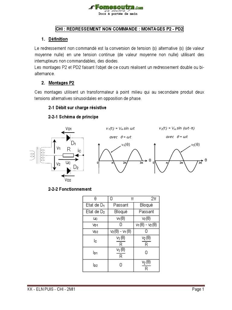 Chi Redressement Non Commande p2-Pd2 | PDF