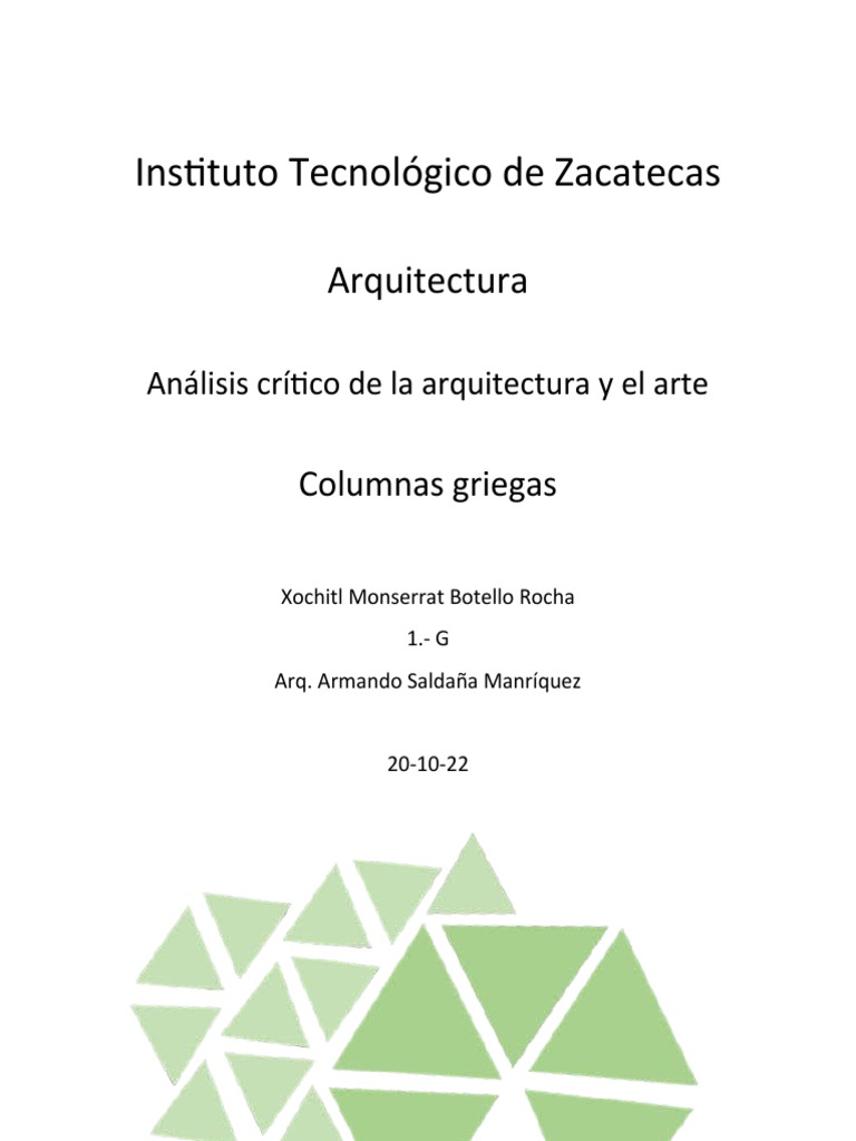 Tipos de Columnas Griegas: Dórica, Jónica y Corintia | PDF | Columna ...