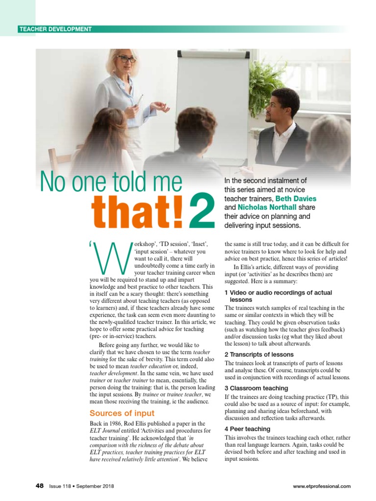 Planning and Delivering Input Sessions | PDF