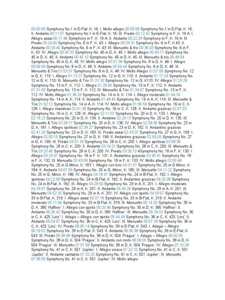 Lista Canciones mp3 Mozart Youtube | PDF