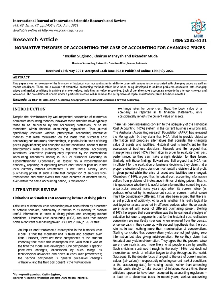 Research Article | Download Free PDF | Fair Value | Historical Cost