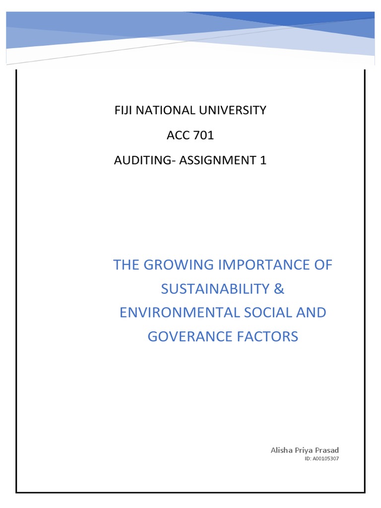 ACC 701 Assignment 1 | PDF | Sustainability | Investing