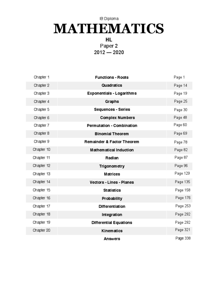 Mathematics HL P2 | PDF