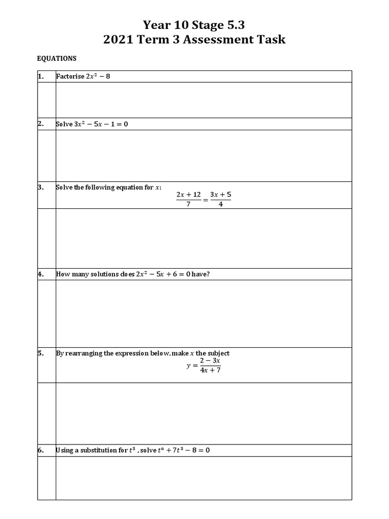 2021 Yr10 St5.3 T3 Exam Paper 3 | PDF | Area | Mathematics