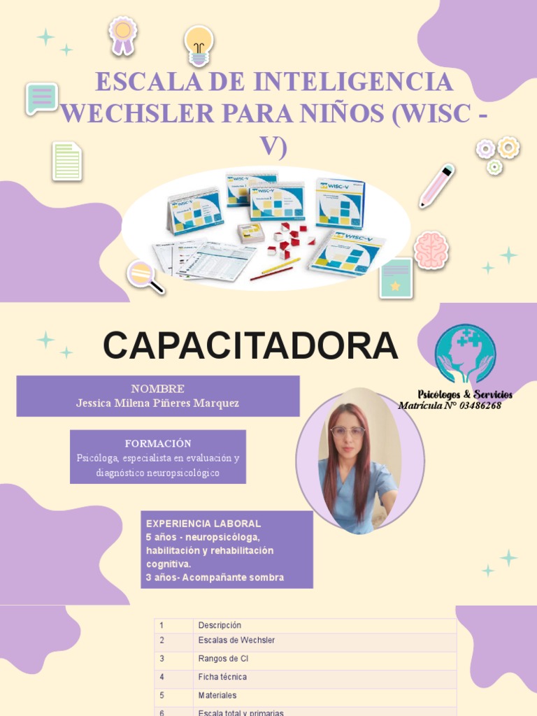 Guía de la Prueba WISC-V para Niños | PDF | Escala de inteligencia para adultos de Wechsler ...