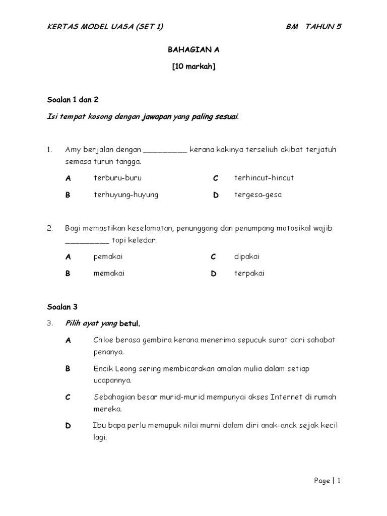 Zekolah Standard 5-BM Set 1 | PDF