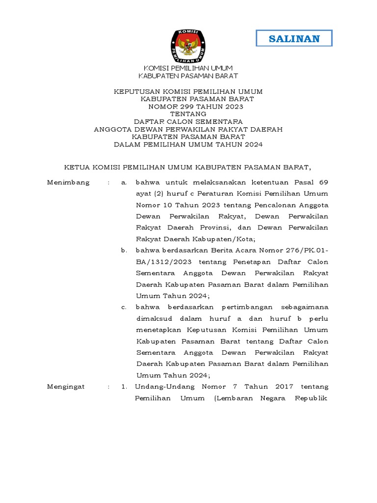 SK 299 Penetapan DCS OK | PDF