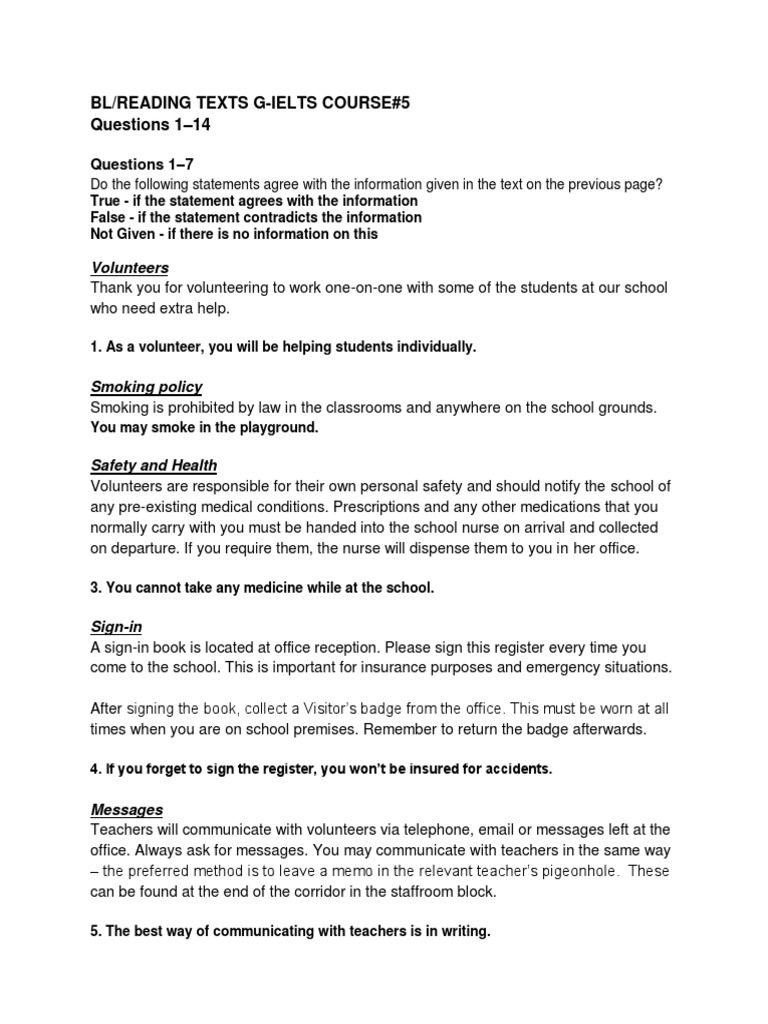 Reading Texts G-Ielts Course#5 | PDF