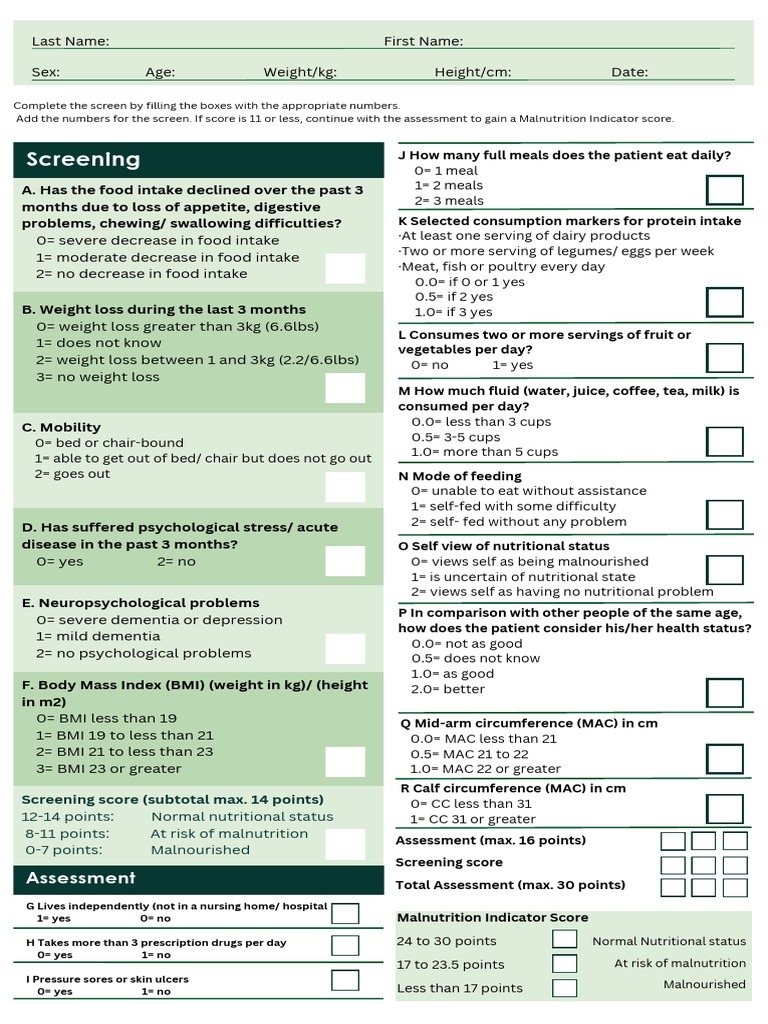MNA Guide For Elderly | PDF