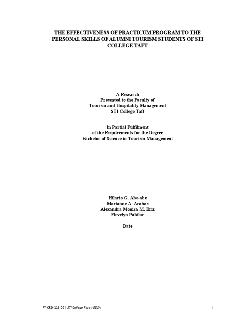 Practicum Program's Impact on Tourism Skills | PDF