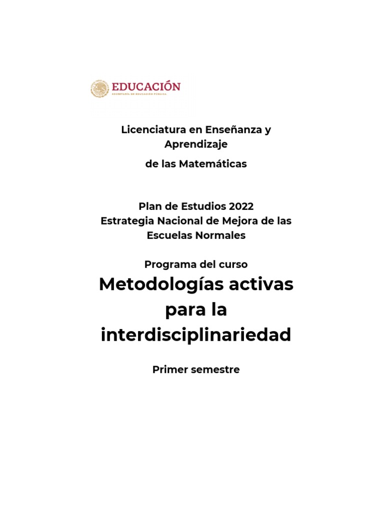 Metodologías Activas para La Interdisciplinariedad: Licenciatura en Enseñanza y Aprendizaje de ...