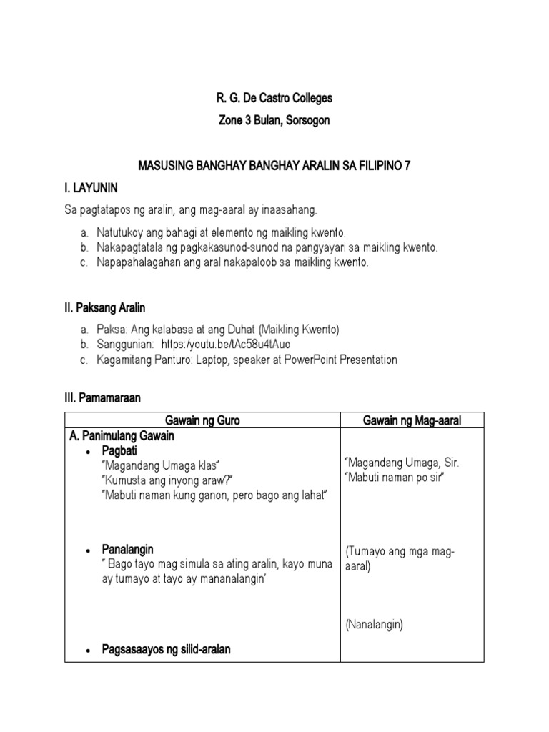 Masusing Banghay Aralin | PDF