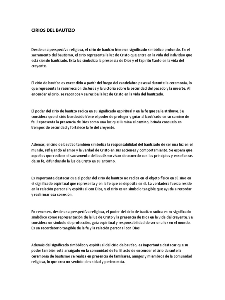 Cirios Del Bautizo | PDF | Bautismo | Fe