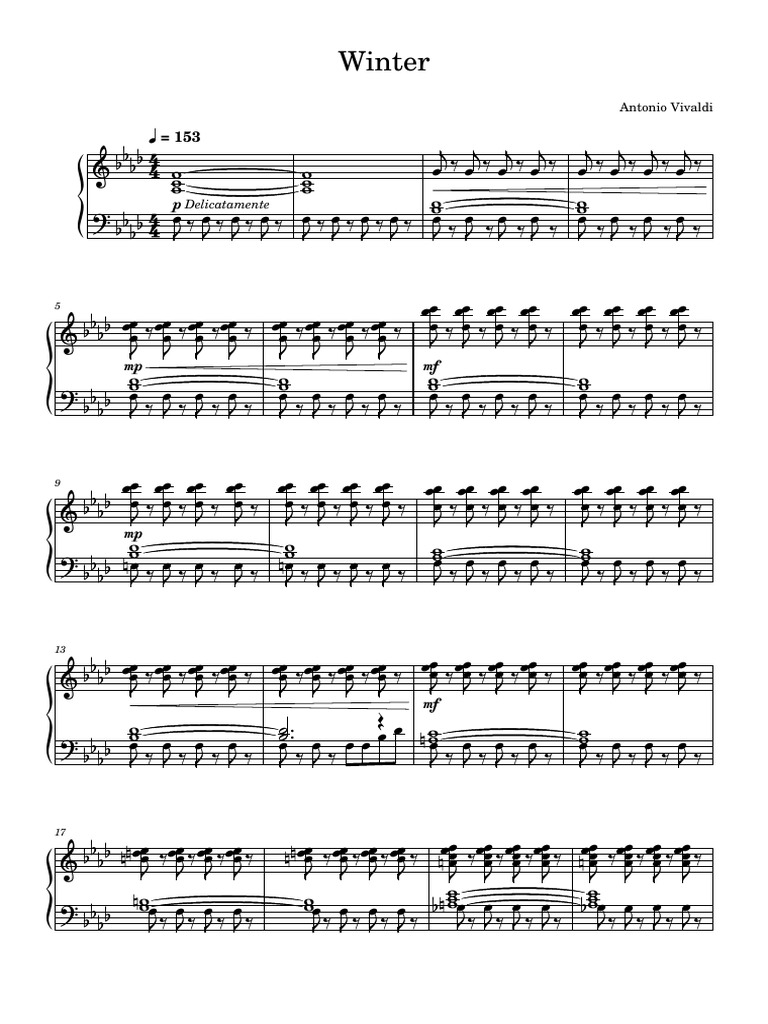 Antonio Vivaldi - Winter 1st Movement (Piano Solo) | PDF