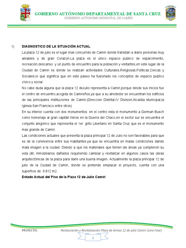 EDTP Plaza de Armas 12 de Julio Camiri | PDF