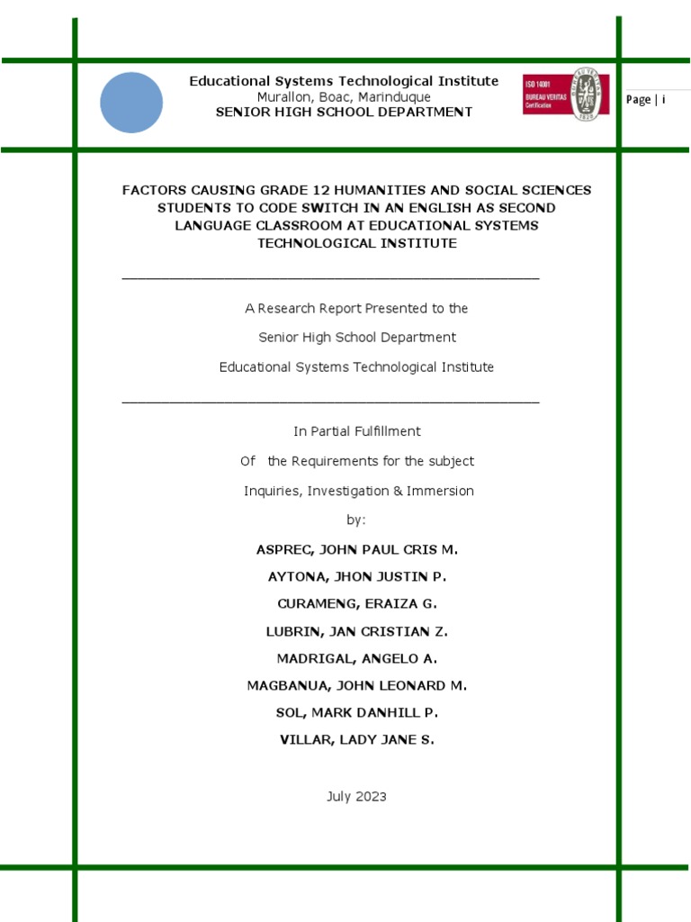 Code Switching - Humss 1 | PDF | Social Science | Science & Mathematics