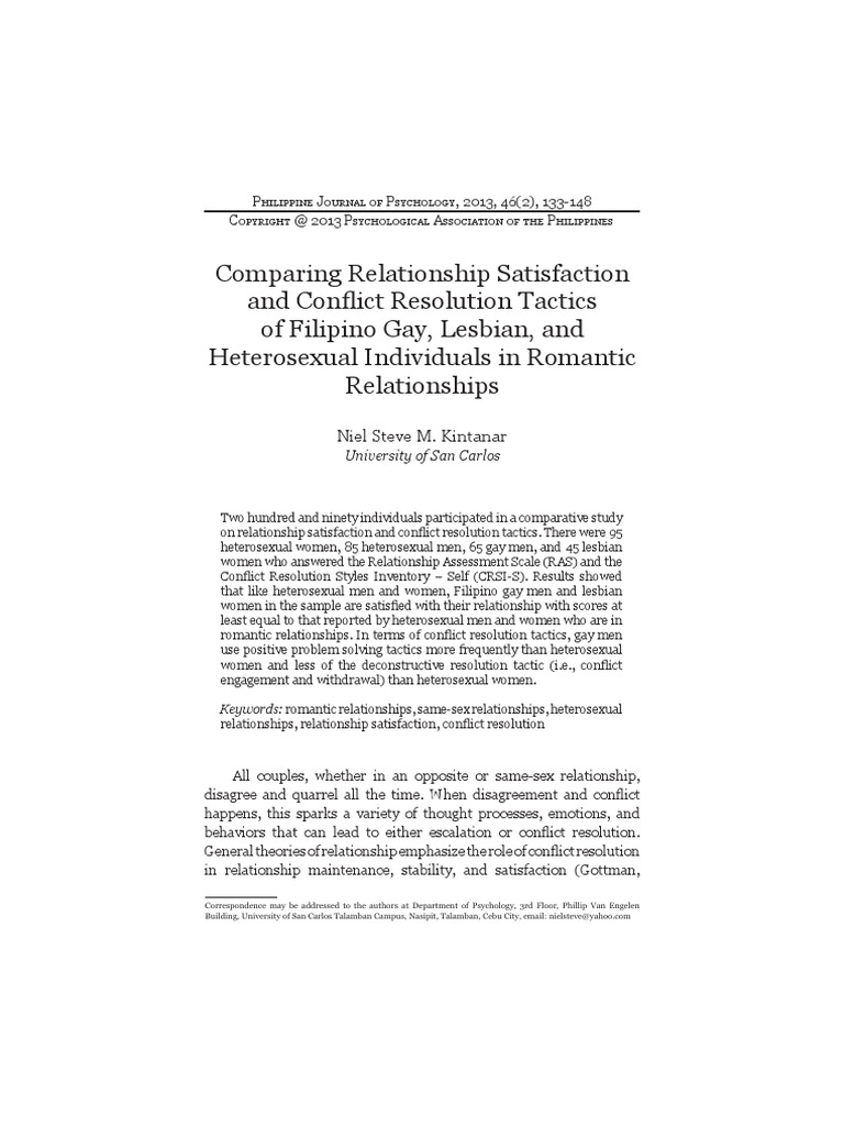 Comparing Relationship Satisfaction and | PDF