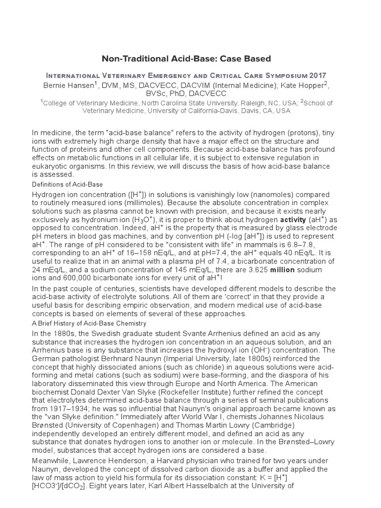 Non-Traditional Acid-Base - Case Based | PDF
