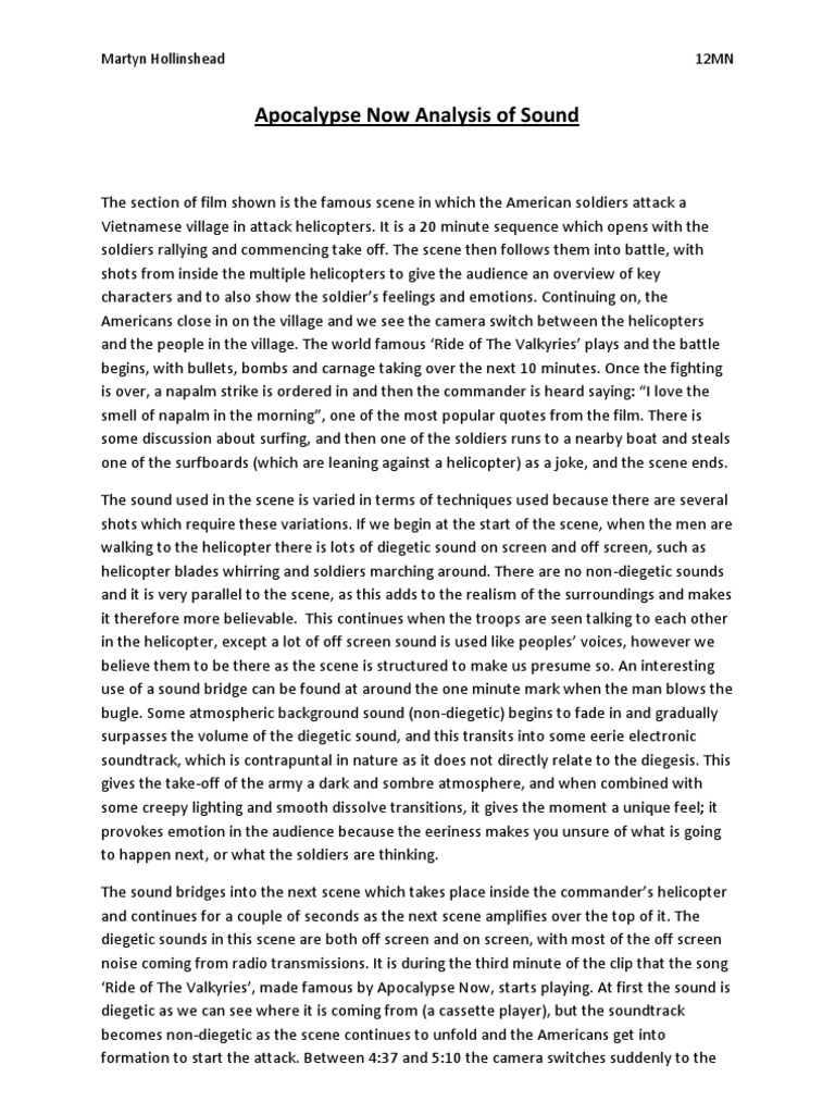 Sound Analysis of Apocalypse Now's Helicopter Scene | PDF | Leisure