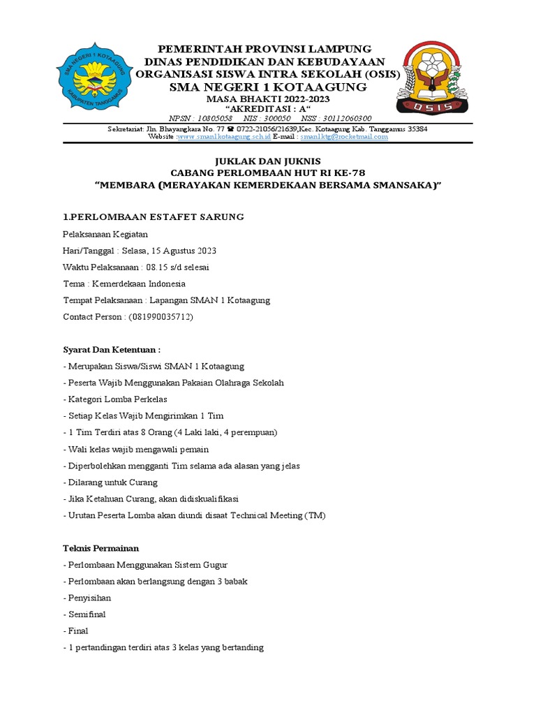Juklak Dan Juknis Perlombaan | PDF