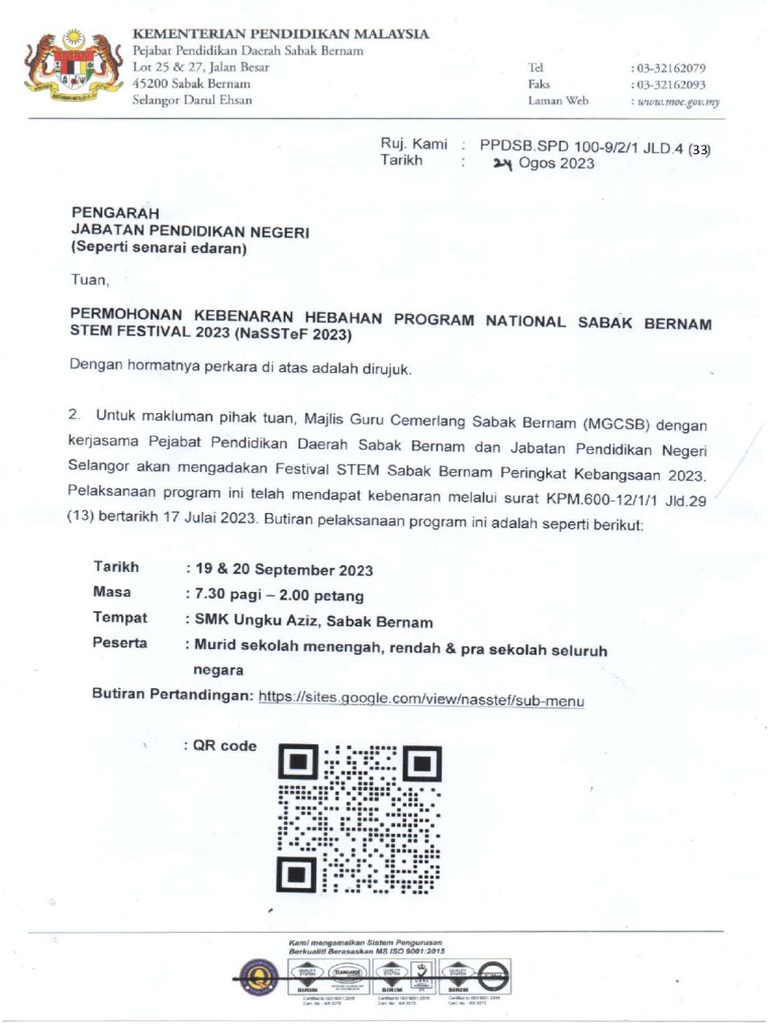 Surat Hebahan NaSSTeF | PDF