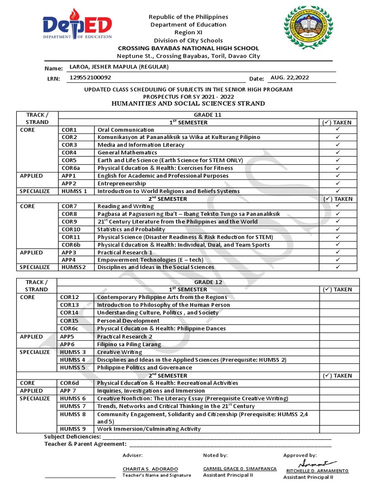 Prospectus HUMSS | PDF