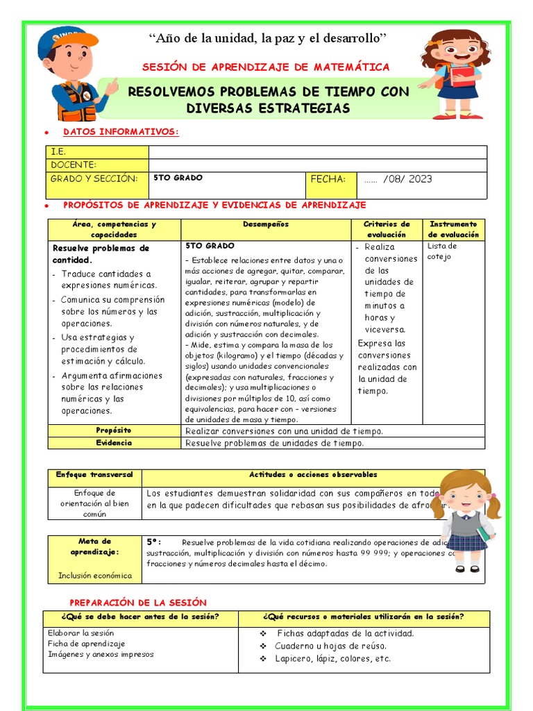 Ses-Lun-Mat-Resolvemos Problemas Con Unidades de Tiempo | PDF ...