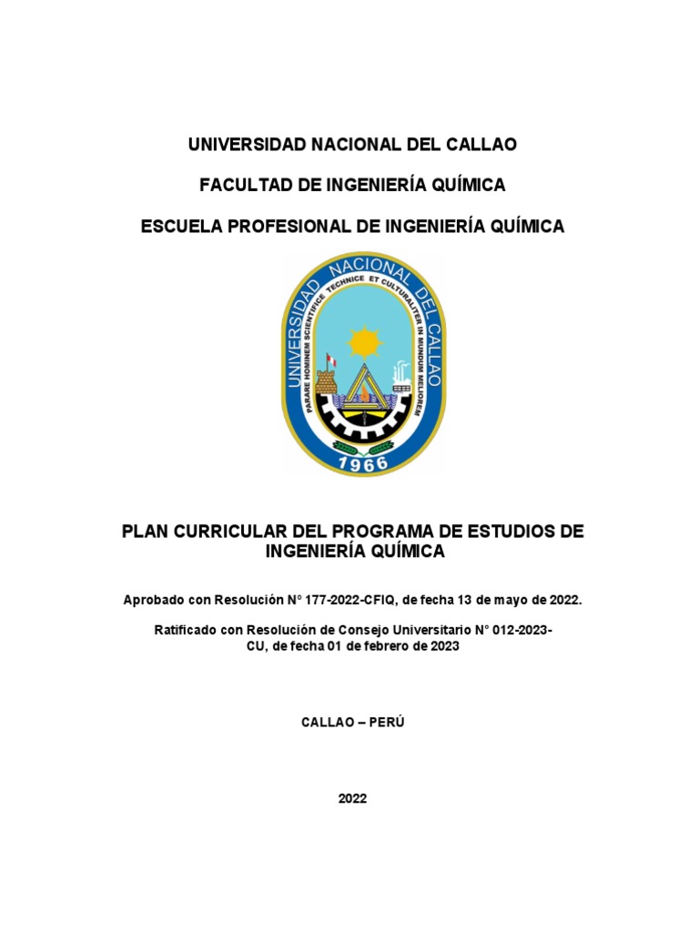 P17 Plan Curricular Del Programa De Estudios De Ingenieria Quimica