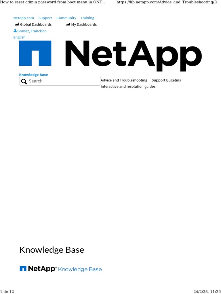 How To Reset Admin Password From Boot Menu In Ontap Netapp Knowledge Base Pdf Computing 6759