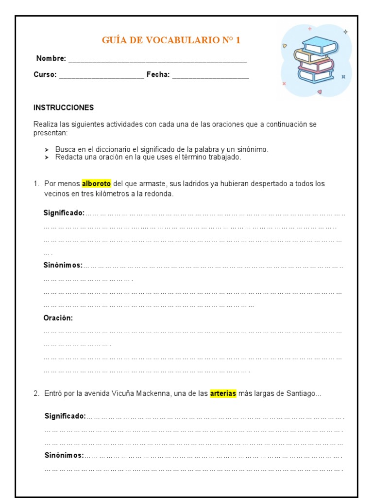 Guía Vocabulario 1 | PDF