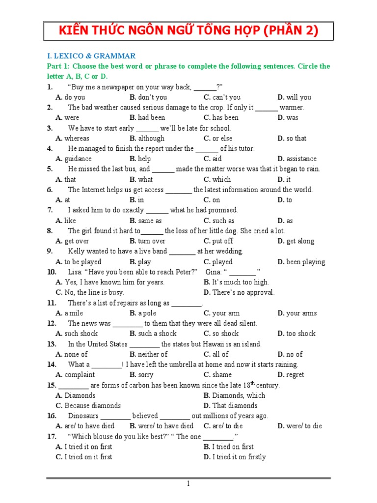 Lexico-Grammar 2 | PDF