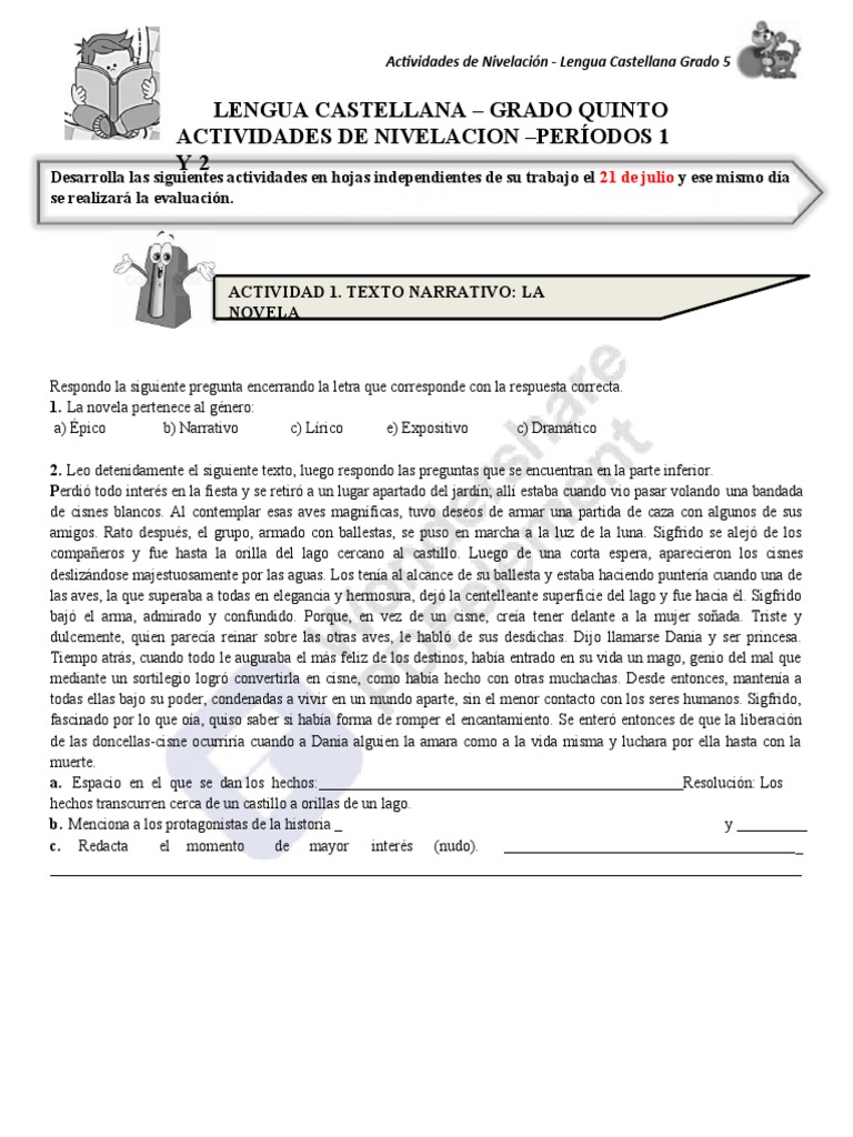 Nivelacción Lengua C. 5° 20222 Perido 1-2 | PDF