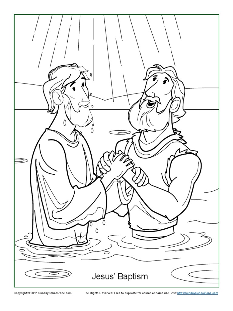 Jesus Baptism Coloring Page | PDF