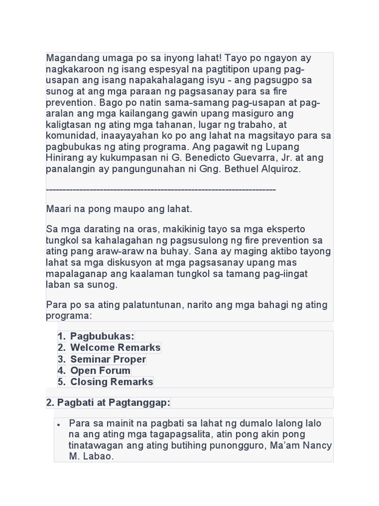 BFP Seminar Script | PDF