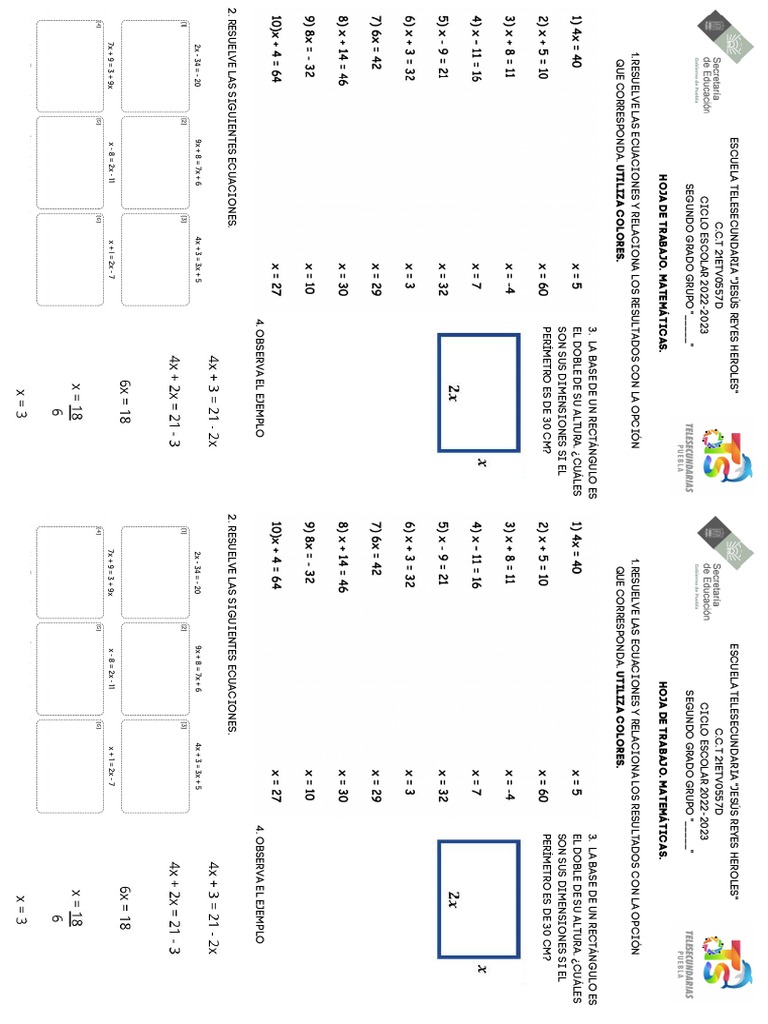 Actividades de Matemáticas, Secundaria | PDF