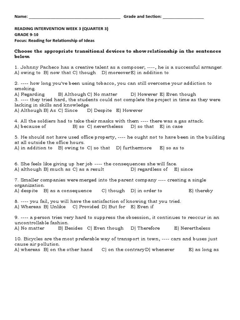 G9 10 Week 3 Q3 Reading Intervention Material | PDF