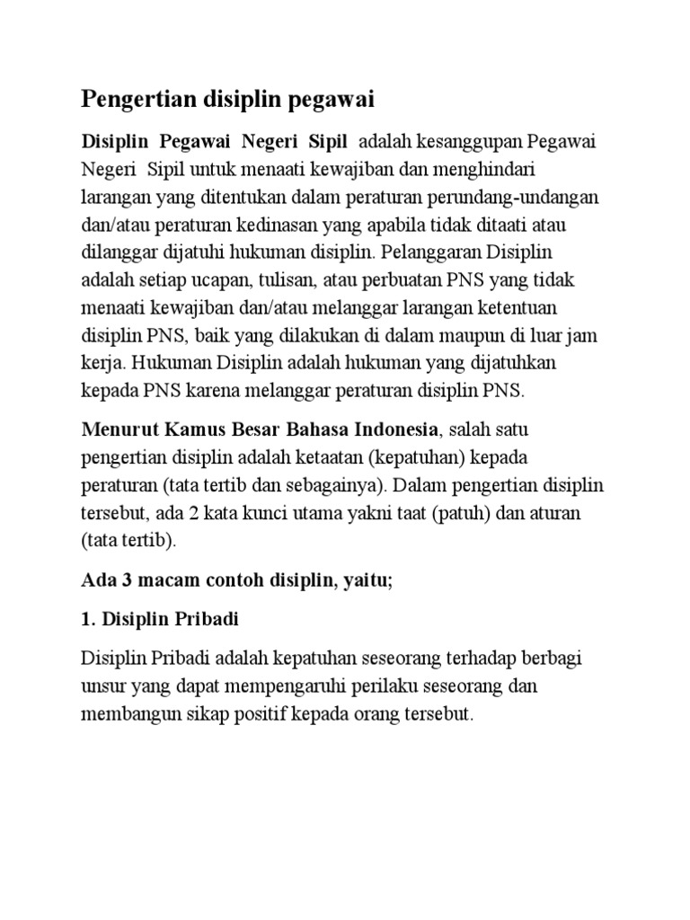 Pengertian Disiplin Pegawai Negeri Sipil | PDF