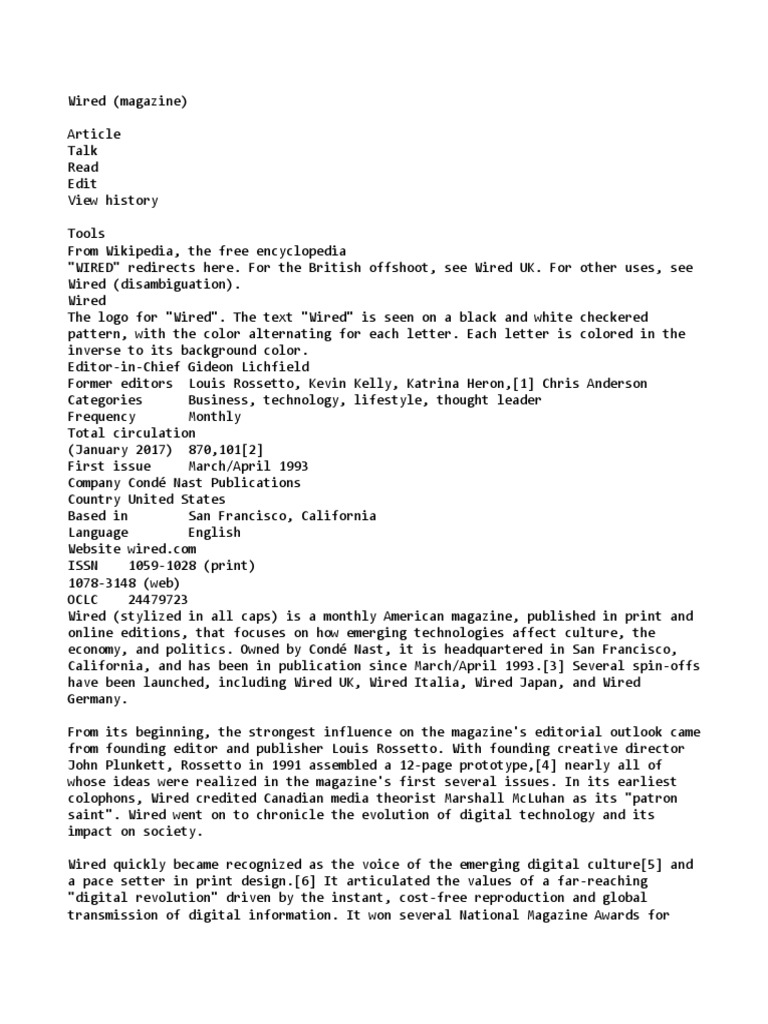 WIRED MAGAZINE USA History - TXT - Notepad | PDF | Mass Media | Publishing