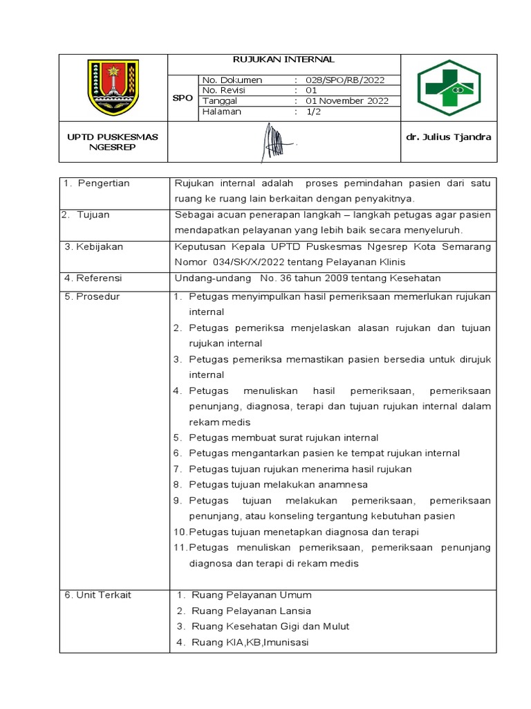 Pengertian dan Prosedur Rujukan Internal | PDF