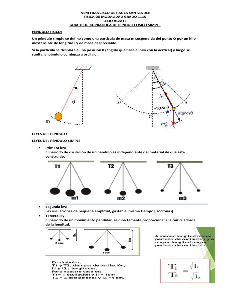 Guia Teoricopractica de Pendulo Fisico Simple | PDF | Péndulo | Oscilación