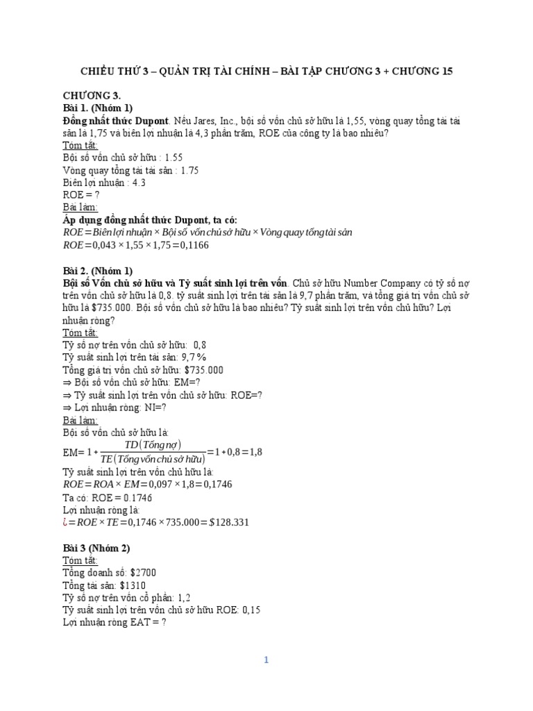 CT3.IBC - QTTC - BT CHƯƠNG 3 + 15 | PDF