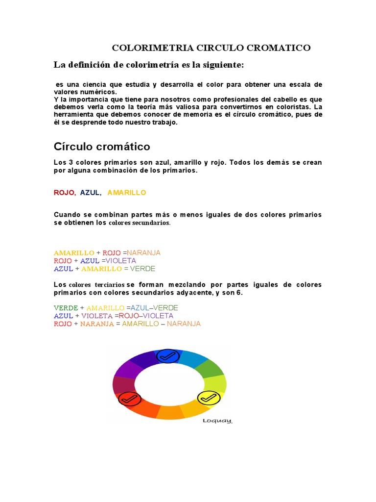 Colorimetria Circulo Cromatico | PDF | Color | Pelo