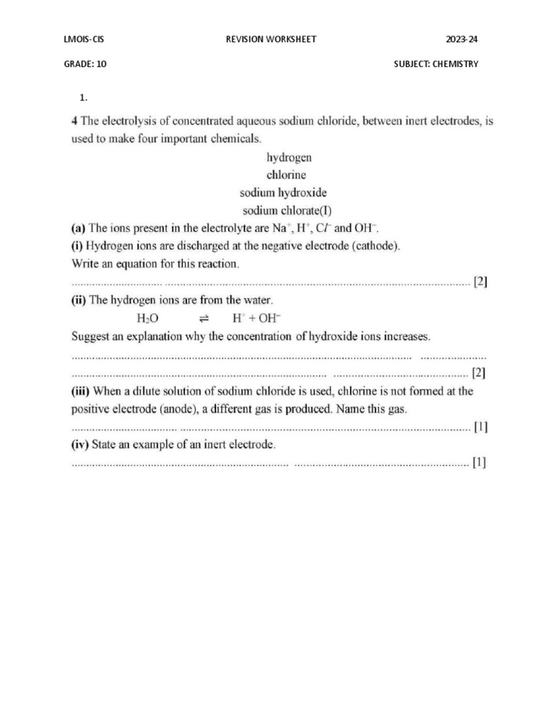 Grade X FA-2 Worksheet | PDF